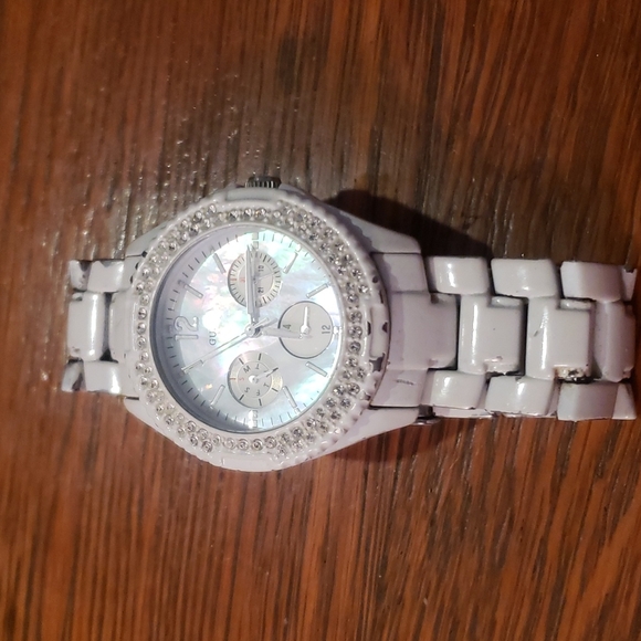 Guess | Accessories | Guess Womens Rhinestone White Multifunction Watch ...
